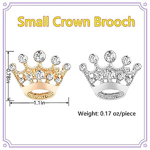 Small Crown Brooch pins for women fashion Rhinestone Gold Silver Crown Brooch for men (12PCS silver)