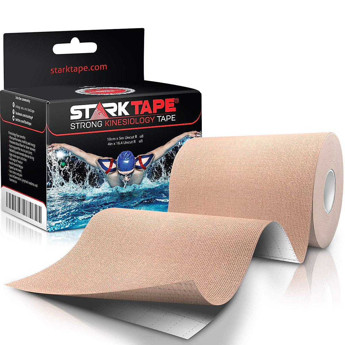 Starktape Kinesiology Tape - Professional 2 Pack Bulk Physio Rolls Sports Tapes for Sensitive Skin. K Physical Therapy Tape for Knee, Shoulder, Ankle, Wrist, Foot, Back Injury Muscle Pain aid - Beige