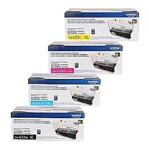 Brother TN-433 High Yield Toner Cartridge Set - Black 4,500 /Color 4,000 Yield
