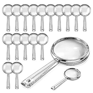 BILLIOTEAM 40 Pcs 5X Plastic Mini Magnifying Glasses, Handheld Magnifiers, Portable Reading Magnifying Glass Bulk, Handheld Magnifying Lens for Kids, Seniors, School, Students, Outdoor