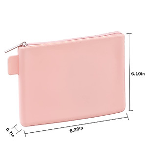 Vorey Silicone Makeup Brush Holder Travel Essentials Portable Zippered Large Capacity Cosmetic Brush Case Makeup Brush Pouch for Women, Pink