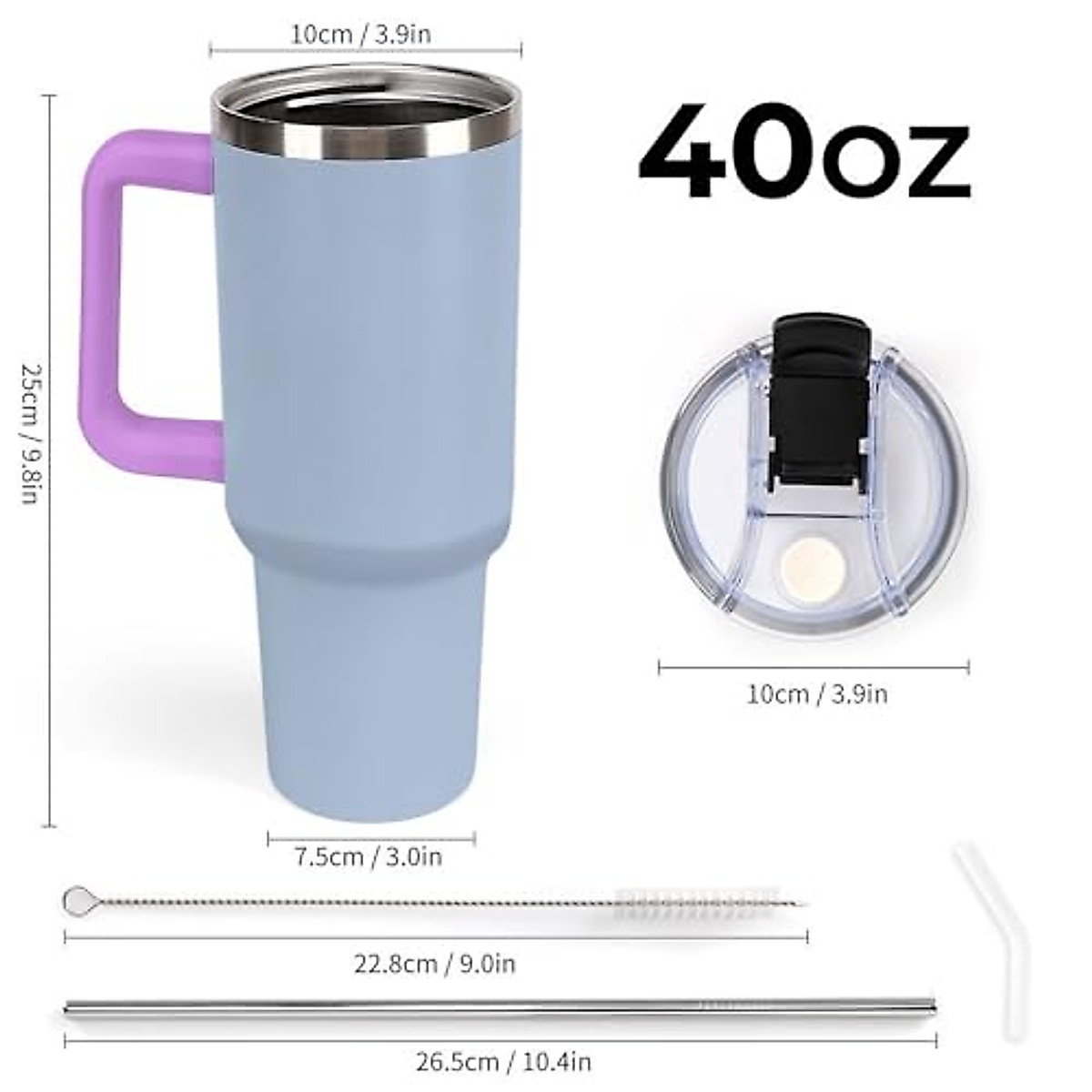 Puffins Bird 40 Oz Car Cup Stainless Steel Travel Mug Leak-Proof Insulated Tumbler with Handle Violet-style