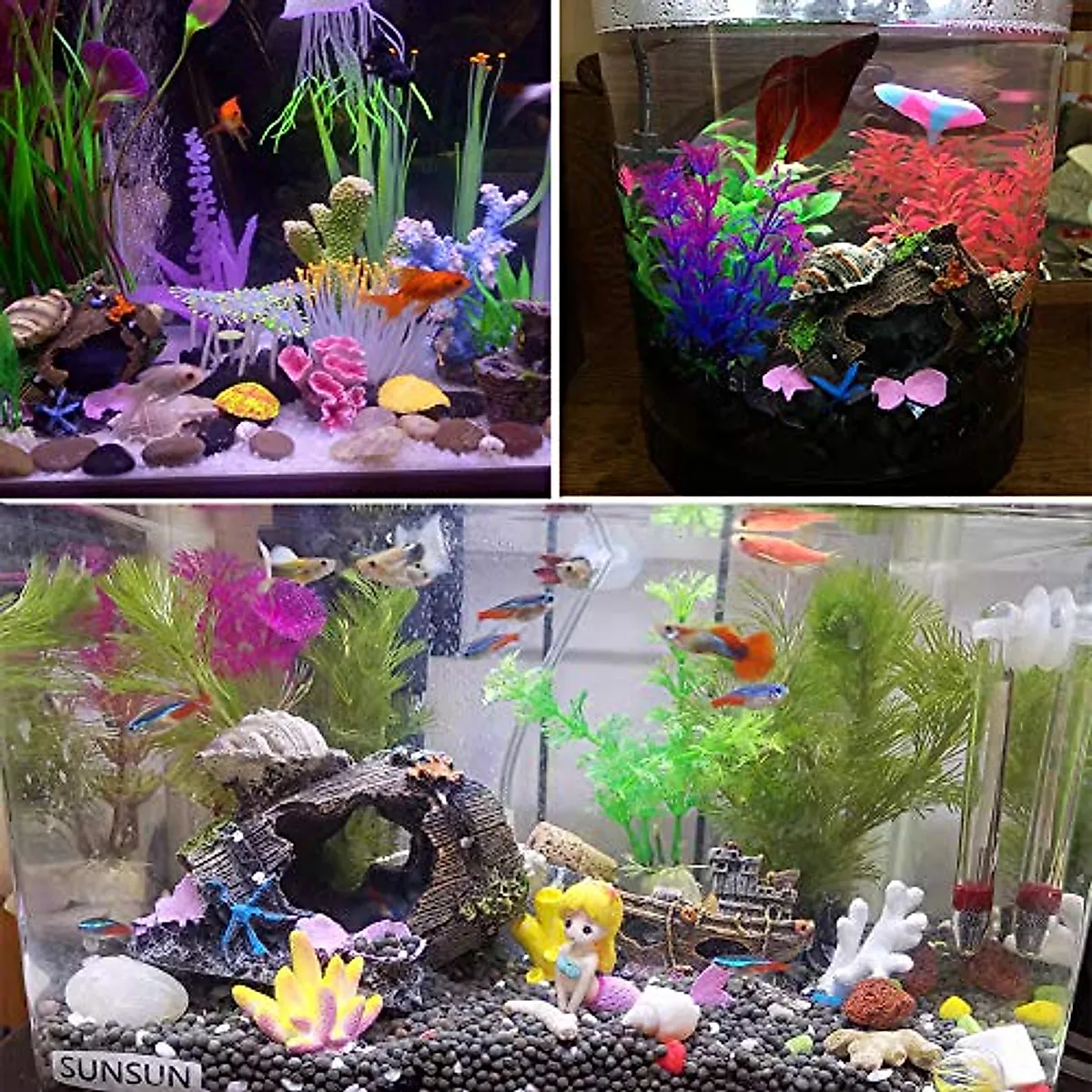 Ulifery Small Cute Barrel Fish Tank Decorations Aquarium Hideaway Cave House with Shell