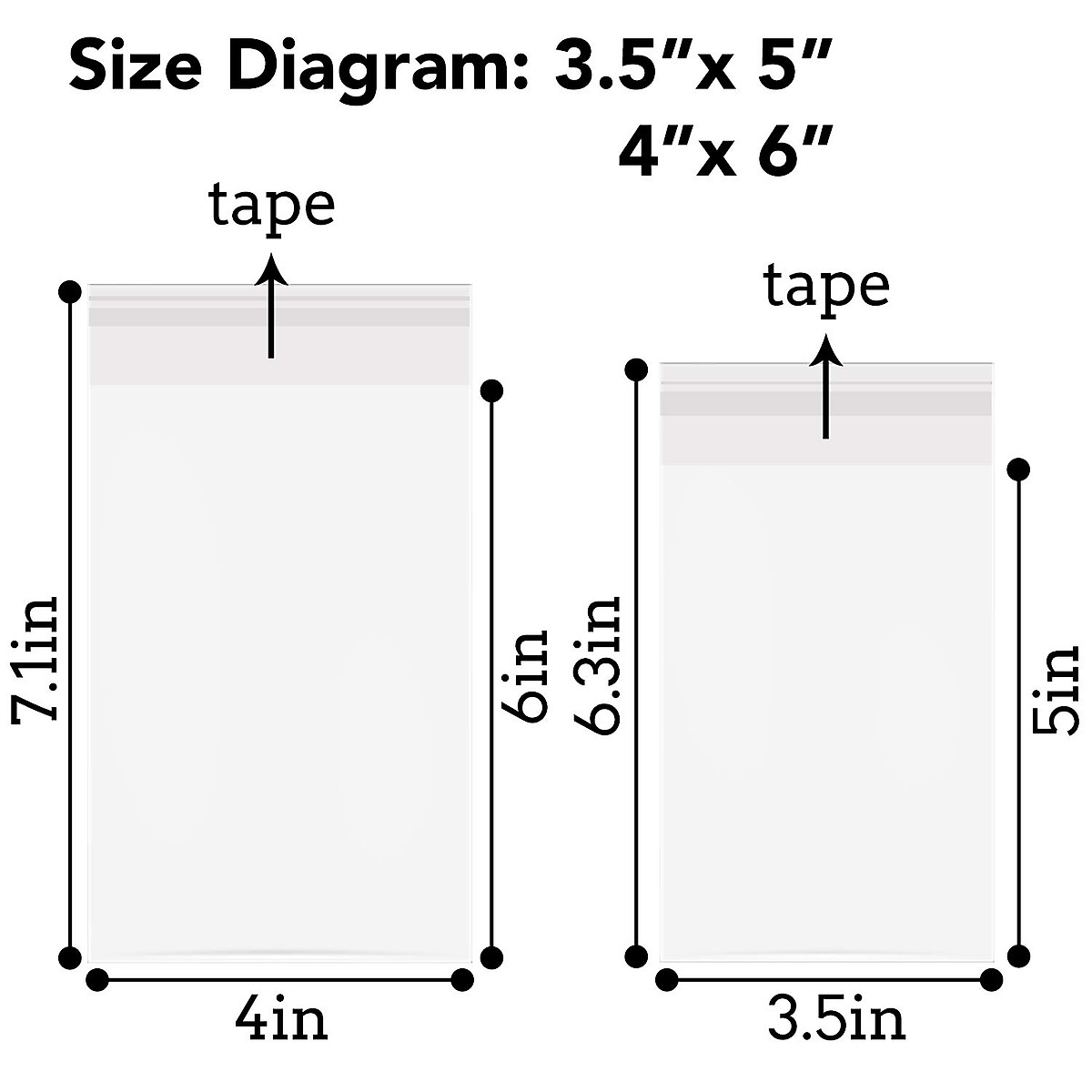 480 PCS Clear Resealable Cellophane Bags 2 Sizes with 180 PCS 3.5×5 Inches, 300 PCSS 4×6 Inches Good for Bakery, Snacks, Candle, Soap, Cookie, Cards.