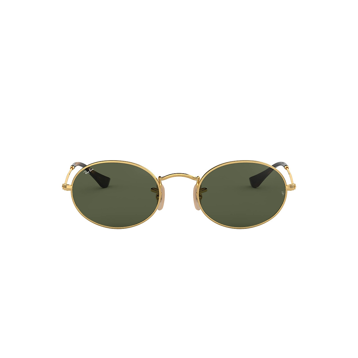 Ray-Ban RB3547N Oval Flat Lens Sunglasses, Gold/G-15 Green, 51 mm