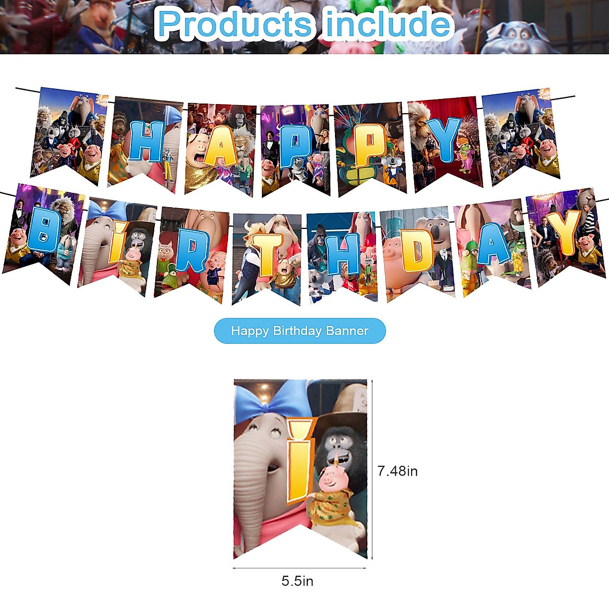 32 Pcs ???? Movie Birthday Party Decorations,Party Supply Set for Kids with Banner - Cake Topper - 12 Cupcake Toppers - 18 Balloons for Cartoon Movie Party Decorations