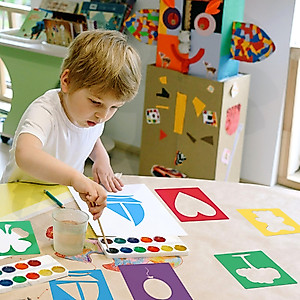 LA QUEENIE 24 Pieces Stencils for Kids,Large Drawing Stencils Chalk Stencils,8 Inches Washable Shape Template Stencils Kit for Kids Crafts,Painting Drawing,School Projects