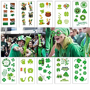 COKOHAPPY 169Pcs St Patricks Day Temporary Tattoos Face Sticker, 20 Sheets Body Temporary Tattoos Decorative Stickers for Saint Patrick's Day Party Favor Decoration