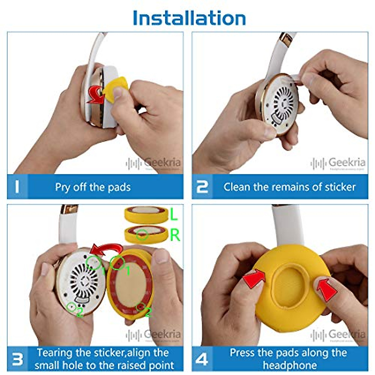 Geekria QuickFit Replacement Ear Pads for Beats Solo3, Solo 3.0 Wireless (A1796) Headphones Earpads, Headset Ear Cushion Repair Parts (Green)