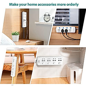 12 Pcs Self-Adhesive Desktop Socket Fixer, Adhesive Punch-Free Socket Holder, Desktop Cable Management, Slide-in Desktop Socket Fixer for Home Kitchen Bathroom Office