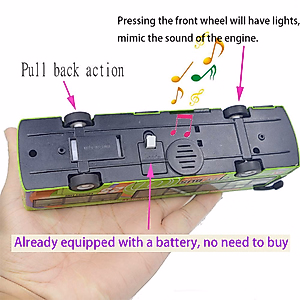 Ailejia City Bus Toy Die Cast Pull Back Vehicles Mini Buses Model Car Toys Lights and Music Bus Toys for Boys (Red)