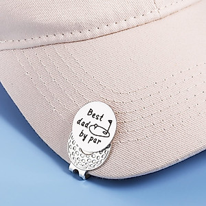 GGOJAGST Best Dad by Par Gifts from Daughter Golf Ball Markers with Hat Clips Value Sets for Men Women Golfer Removable Attaches Easily to Golf Cap Premium Gifts Silver for Dad from Kids