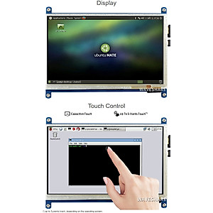 waveshare 7inch Capacitive Touch Screen LCD Compatible with Raspberry Pi 4B/3B+/3A+/2B/B+/A+/Zero/Zero W/WH/Zero 2W CM3+/4 800×480 Resolution HDMI Low Power Consumption Supports Windows