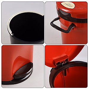 Buyitt Round Trash Can with Soft-Close Foot Pedal, 2 Gallon Waste Bin with Lid, Bathroom Step Waste Can, Red
