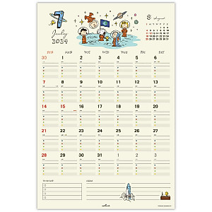 Nippon Hallmark Snoopy 824-129 2024 Calendar Wall Hanging Family Calendar with Stickers