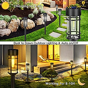 Mancra 8 Pack Solar Pathway Lights, IP 65 Waterproof Glass Stainless Steel Solar Outdoor Lights, Updated LED Tungsten Filament Bulb Solar Garden Lights for Yard, Lawn, Walkway, Driveway, 3000K