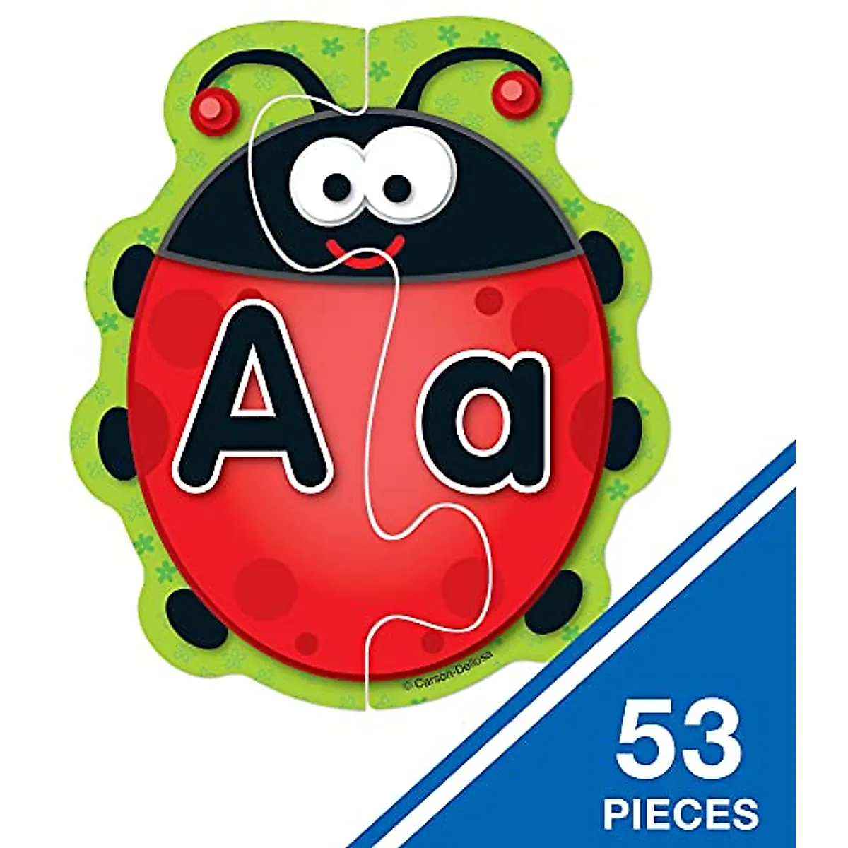 Carson Dellosa Ladybug Letters Alphabet Puzzle—Kids Alphabet Game With 26 2-Piece Ladybug Puzzles, 26 2-Sided Leaves With Alphabet Letters, 1-4 Players, Ages 4+