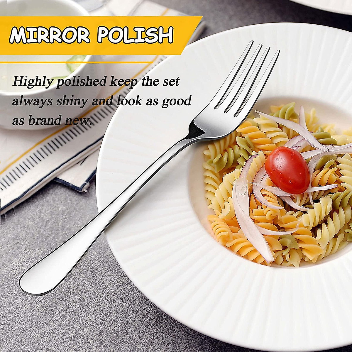 LIANYU Dinner Forks Set of 12, Stainless Steel Silverware Flatware Cutlery Forks, Table Forks 8 Inches, Mirror Finish & Dishwasher Safe