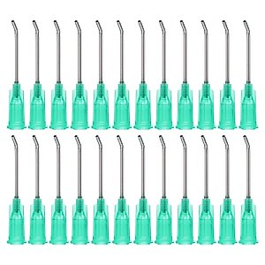 PATIKIL 18Ga x 1 Inch Dispensing Needle Tips, 36Pcs Stainless Steel 45 Degrees Pre Bent Glue Needle Tube Blunt Tips with Luer Lock for Glue Oil Applicator, Green
