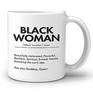 OGILRE Black Woman Definition Inspirational Quotes Girl Ceramic Double Side Printed Mug Cup,Modern African American Woman Art Coffee Milk Tea Mug Cup,Gifts For Black Girls Women - 11 oz