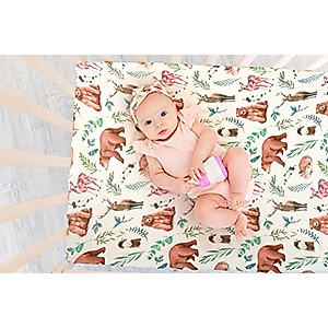 4 Pack N Play Sheets Woodland Forest Animals Wood Neutral Unisex Fitted Baby N Play Sheets Fitted for Standard Pack and Plays and Mini Cribs Set for Baby Boys or Girls