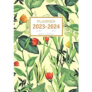 Planner 2023-2024: A5 Weekly and Monthly Organizer from June 2023 to May 2024 | Acrylic Painting Floral Design Yellow