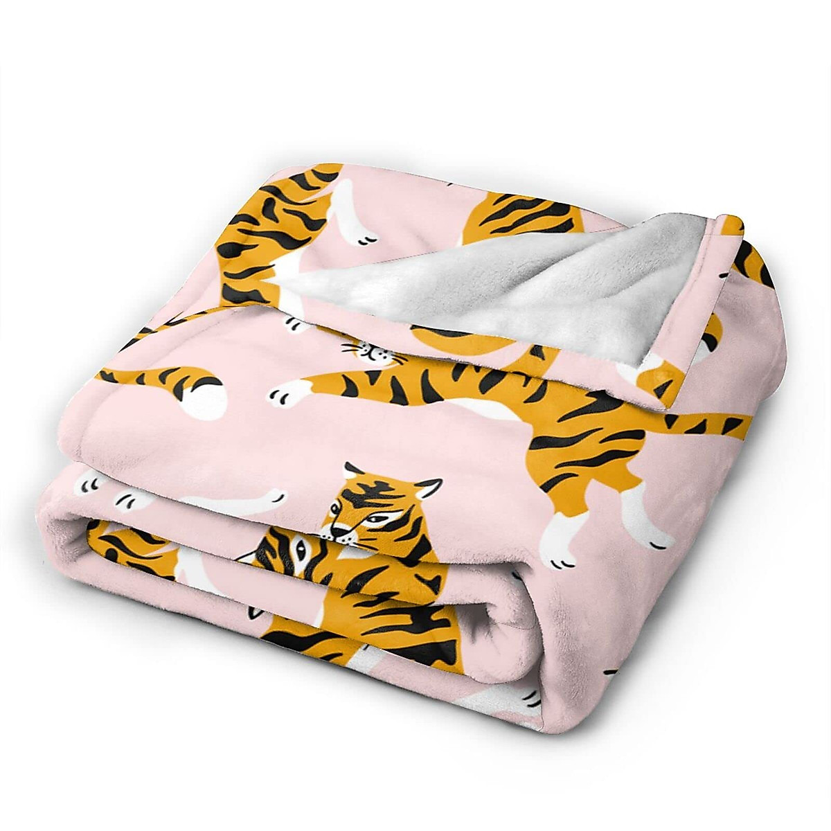 Tiger Blanket Cute Animal Super Soft Warm Bed Throw Blankets for Couch Bedroom Bedding Sofa Office Car Girls Boys Gifts, All Season Cozy Flannel Plush Blanket for Kids Adults, 50"X40"