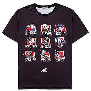 Persona 5 Shirt P5 Mens Womens Boys Girls Short SleeveT-Shirt (3XL) Black