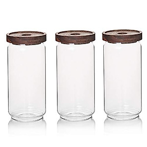 SWEEJAR 33 OZ Glass Food Storage Jar with Lid (set of 3),Airtight Canisters for Bathroom,Kitchen Container with Bamboo Cover for Serving Tea, Coffee, Spice and More