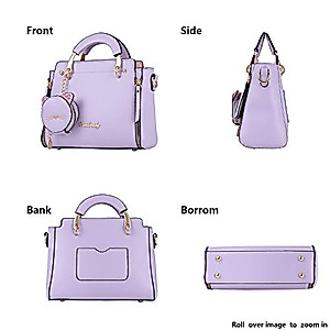 AyTotoro Purse and Handbags for Women Fashion Ladies Leather Top Handle Satchel Shoulder Bag Tote Small Cat Round bag (Purple)
