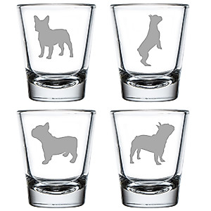 MIP Set of 4 Shot Glasses 1.75oz Shot Glass Frenchie French Bulldog Collection Gift