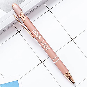 Fuhgkg 12 Pieces Rose Gold Inspirational Ballpoint Pens with Touch Screens Stylus Tip,Fine Point Smooth Writing Encouraging Motivation Pens for Women,Black Ink
