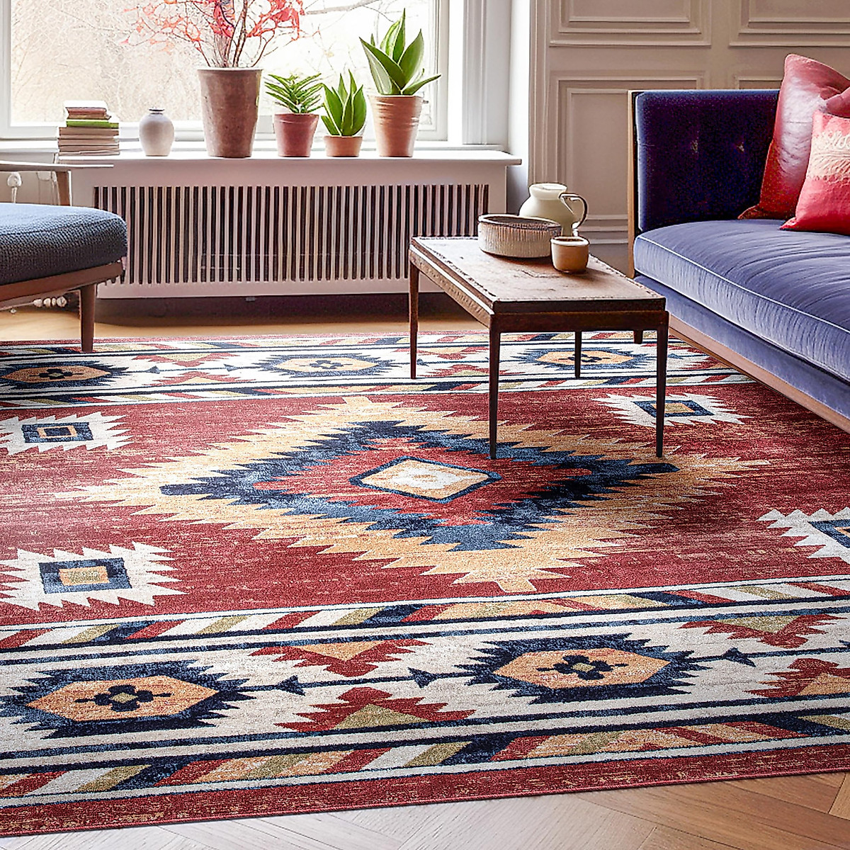 Well Woven Tulsa Lea Crimson Traditional Southwestern Tribal 5'3" x 7'3" Area Rug