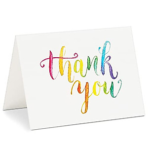 Sustainable Greetings 120-Pack Rainbow Thank You Cards with Envelopes, Bulk Colorful Thank You Note Set, Blank Inside for Business, Wedding, Graduation, Bridal and Baby Shower (4x5 in)