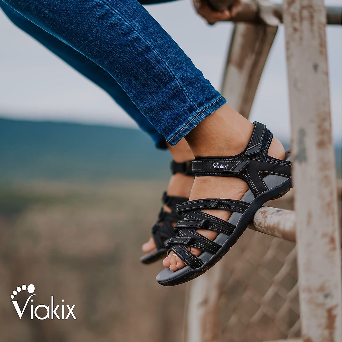 Viakix Womens Sport Sandal – Comfortable Athletic Stylish Hiking Shoes, with Arch Support, Outdoors, Walking, Water, River, Trekking, Black 9