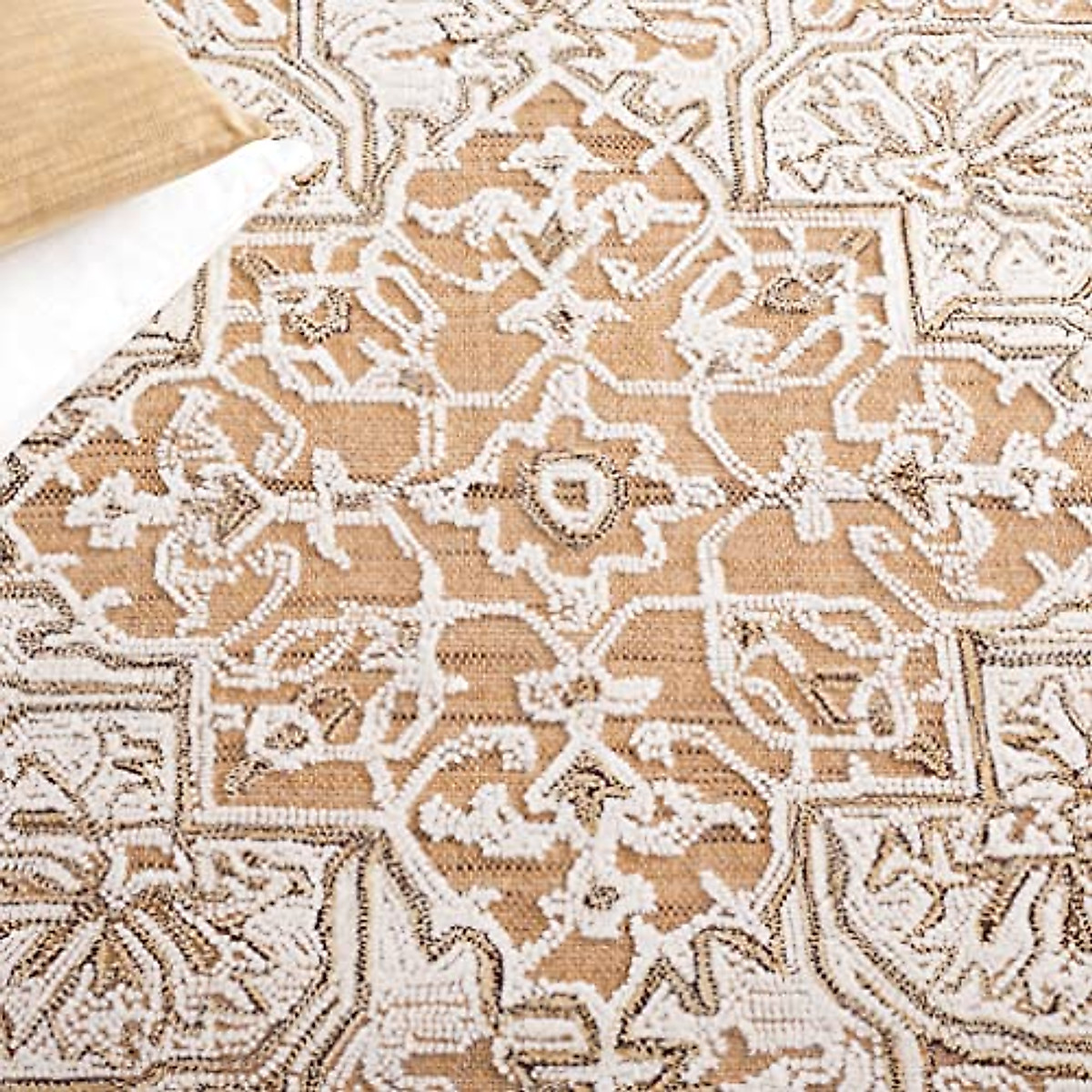 Safavieh Trace Collection 6' x 6' Square Gold/Ivory TRC304D Handmade Floral Medallion Wool Area Rug
