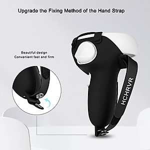 HCHRVR for Meta Quest 2 Controller Grips Accessories, Anti-Throw Silicone Grip Cover Protector with Knuckle Straps 。Anti-Bumping Silicone Halo Cover with Protection. (Black)