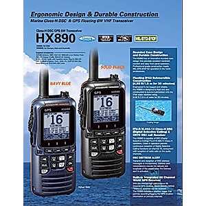 Standard Horizon HX890 Handheld VHF Navy Blue - Floating 6 Watt Class H DSC Two Way Radio