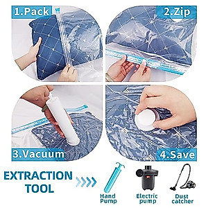 Vacuum Storage Bags,8 Pack (Small,24"x16"),Space Saver 80% Vacuum Storage Bags,Storage Bags Vacuum Sealed of Clothes, Pillows,Comforters,Blankets Storage,Hand Pump Included