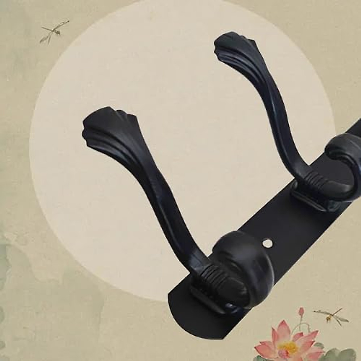 AOLZUNK Coat Rack Wall Mount with 4 Wall Hooks, Heavy Duty Metal Hook Rack Rail for Purse Clothes Jacket Backpack Entryway, Black