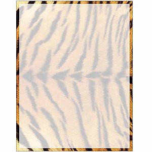 Full Tiger Print with Border Stationery Letter Paper - Wildlife Animal Theme Design - Gift - Business - Office - Party - School Supplies