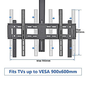 Suptek Mobile TV Cart Floor Stand for 40-100 inch TVs and LED LCD Screens Max 900x600 VESA Large Base Height Adjustable (ML1800B)