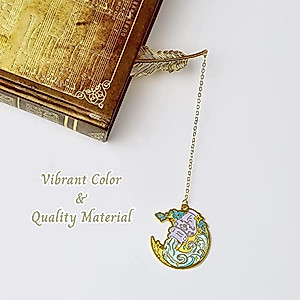 Ralxion Metal Feather Bookmark with Aquarius Pendant, Cute Bookmarks for Women, Book Lovers, Teachers, Kids, Men, Zodiac Gifts Aquarius Gifts for Friends Female, Girls, Readers