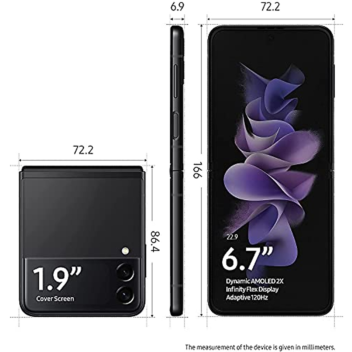 Samsung Galaxy Z Flip 3 5G UW 128GB Black for Verizon (Renewed)