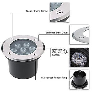 Familite In Ground Well Lights, 7W Landscape Pathway Lights, Low Voltage AC/DC 12V, IP67 Waterproof Outdoor Floodlights for Lawn Driveway Deck Stair Fences Trees Patio, Pack of 2