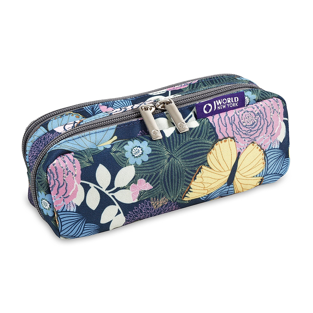 J World New York Jojo Cute Pencil Case for Kids & Adults. Soft Fabric Zip Pen Bag, Secret Garden
