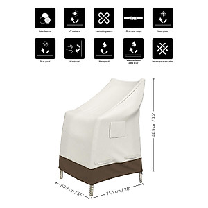 Amazon Basics High-Back Chair Outdoor Patio Furniture Cover, 35 x 28 x 35 inches, Beige / Tan