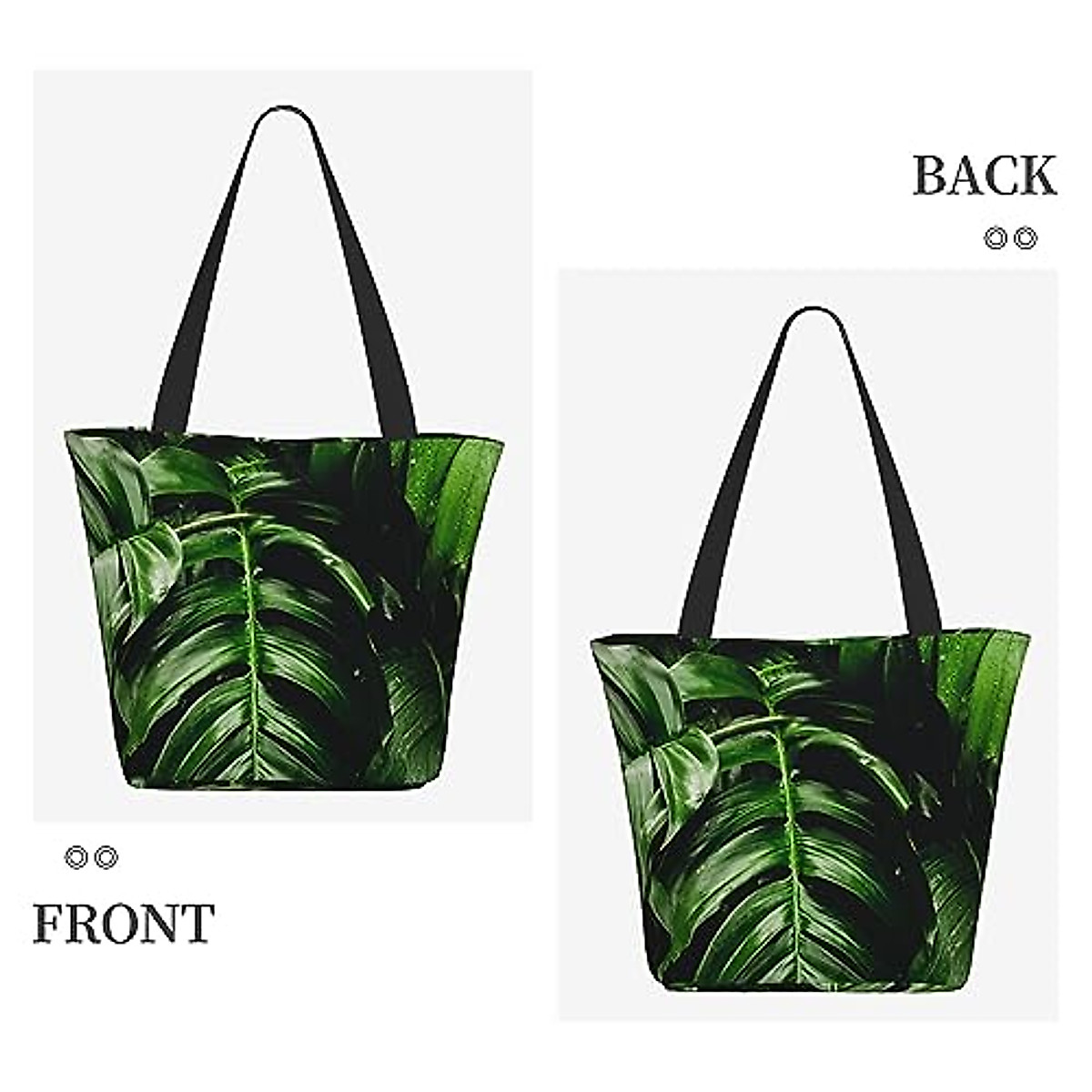 VACSAX Tote Bag for Women Reusable Shopping Bags tropical green leaves Print Shoulder Handbag Aesthetic Totes for Grocery