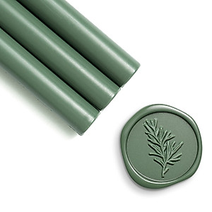 UNIQOOO Olive Green Glue Gun Sealing Wax Sticks for Wax Seal Stamp - Perfect for Wedding Invitations, Thank You Card, Mails, Wine Gift Wrapping, Christmas Gift, Pack of 8