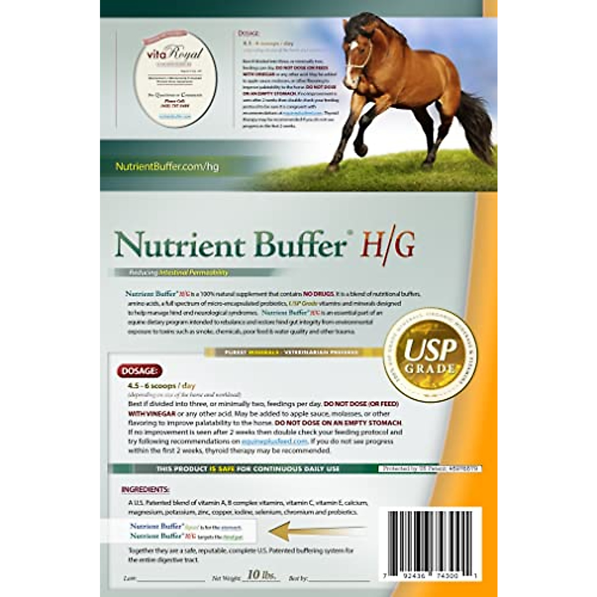 Nutrient Buffer HG - Equine Hind Gut Lower Gastric Digestive Support Formula for Horses